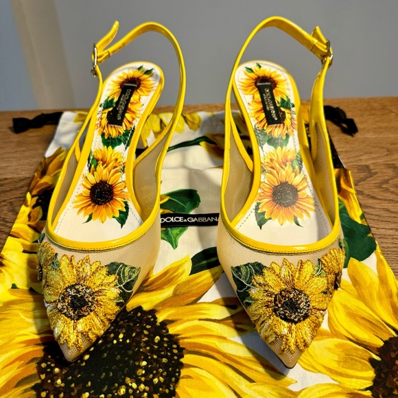 Dolce & Gabbana | Shoes | Dolce Gabbana Sunflower Slingback Heel | Poshmark
